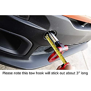 iJDMTOY Red Track Racing Style Tow Hook Ring Compatible With Jeep 2015-up Renegade Latitude, Sport, Limited models (Except Trailhawk), Made of Lightweight Aluminum