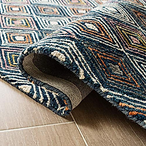 SAFAVIEH Aspen Collection Area Rug - 5' x 8', Blue & Gold, Handmade Boho Wool, Ideal for High Traffic Areas in Living Room, Bedroom (APN810M)