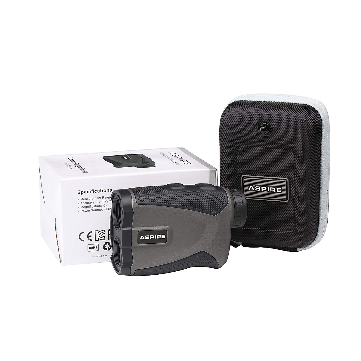 Aspire Golf Platinum Laser Rangefinder with Slope, 6X Magnification, 1000 Yards, Pin Seek, Target Lock, Vibration Alert, Noise Filtration, IPX5 Water Resistance — Case and Battery Included