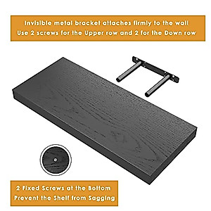 Bundled Black Floating Shelves of GREENDEW Wall Shelves Invisible Mounted (Set of 2) and U-Shaped Decor Shelves (Set of 3) for Living Room, Bedroom, Bathroom, Kitchen, Office Storage
