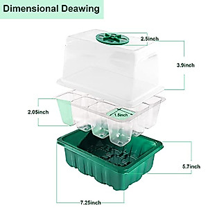 Cookmaster Seed Starter Tray, 6 Pack Seed Starter Kits with Grow Light, Seedling Trays with Humidity Domes, Indoor Gardening Plant Germination Trays, Covers Height 3.9", (12 Cells per Tray)