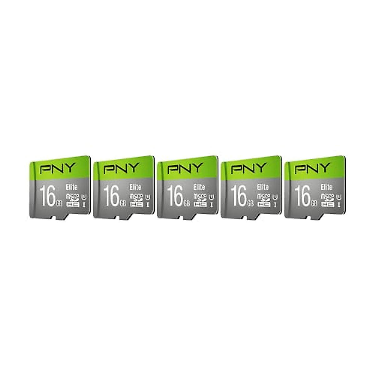 PNY 16GB Elite Class 10 U1 microSDHC Flash Memory Card 5-Pack - 85MB/s, Class 10, U1, Full HD, UHS-I, Micro SD