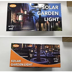 ARGCVU 99LEDs Solar Flame Lights with Lighting Controller,Outdoor Waterproof Solar Lantern with The Alternate USB Charging for Garden,Yard,Patio,Balcony(2PACK)