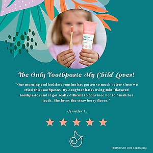 Wellnesse Children’s Toothpaste - Fluoride Free Natural Flavored Toothpaste for Kids and Toddlers - Strawberry - 3 Tubes, 4 oz - Made with Hydroxyapatite, Calcium Carbonate, and Aloe Vera