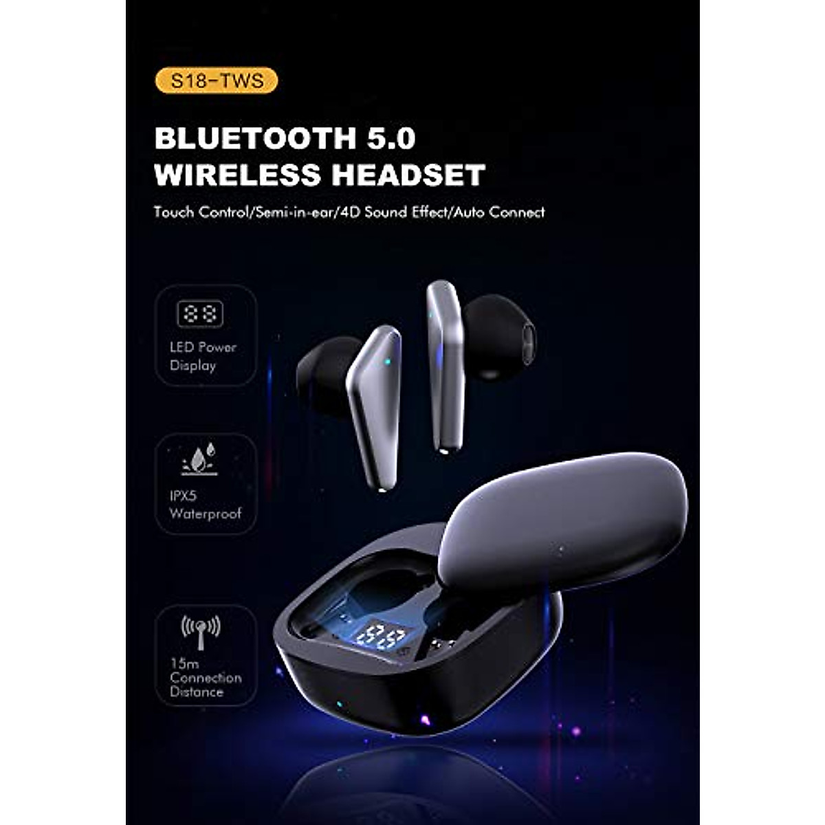 Astren Zyre Noise Cancelling Wireless Earbuds with Mic, Bluetooth 5.0, and Quick Charging Case, IPX5 Waterproof and Sweat Resistant for Running, Exercise, Sports, 8 Hour Playback