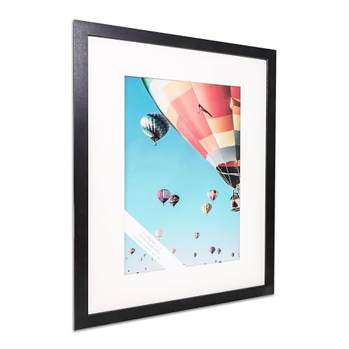 The Display Guys - Minimalist Wooden Picture Frame w. Tempered Glass - 18x24 matted to 12x18 - Wall Hanging - Black