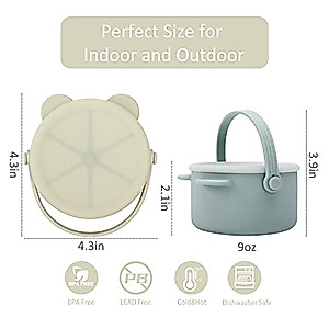 Dilovely Snack Cups for Toddlers, Silicone Toddler Snacks Containers, Baby Food Catcher Spill Proof, Kid Snacks Holder with DustProof Lid, 2 Pack Dishwasher Safe and BPA Free 9 Oz