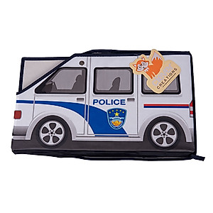 Clever Creations Collapsible Storage Organizer and Ottoman, Perfect Vehicle Themed Toy Chest for Storing Books, Shoes, Games and More, Police Car