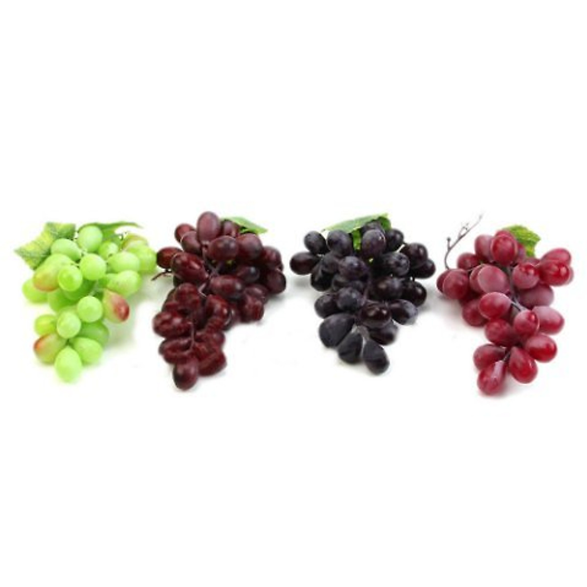 URTop 4 Bunchs of Artificial Black,Red, Green and Purple Large 85pcs Grapes Plastic Fake Decorative Fruit Food Lifelike Home Wedding Party Garden Decor Mini Simulation Fruit Photography Props