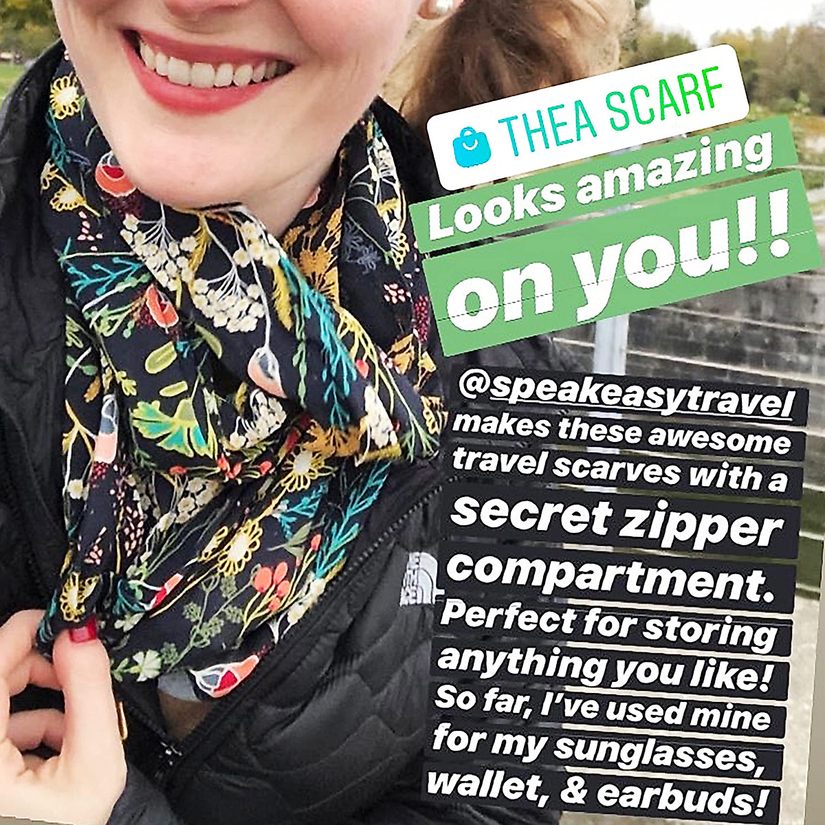 Thea ~ Infinity Scarf w/Secret Zipper Pocket, Spring Travel Scarf, Made in U.S.A.