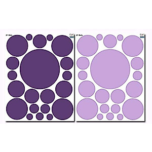 Polka Dot Wall Decals Girls Room Wall Decor Stickers, Wall Dots, Vinyl Circle Peel & Stick DIY Bedroom, Playroom, Kids Room, Baby Nursery Toddler to Teen Bedroom Decoration (Dark & Light Purple)