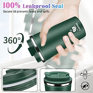 17oz Insulated Travel Coffee Mug with Flip Lid – Leakproof Stainless Steel Insulated Coffee Tumblers, Portable Thermos Cup for Hot & Cold Drinks, Perfect for Camping & On-the-Go