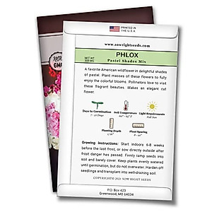 Sow Right Seeds - Pastel Shades Mixed Phlox Flower Seeds for Planting - Beautiful Flowers to Plant in Your Home Pollinator Garden - Non-GMO Heirloom Seeds - Colorful Annual - Great Gardening Gift