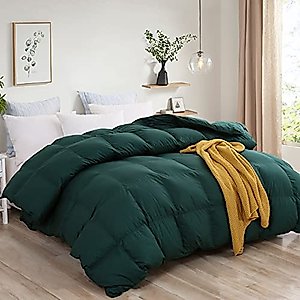 L LOVSOUL Goose Down Comforter King Size,All Season Fluffy Down Duvet Insert,54 Oz Medium Weight for Hotel Bedding Comforter with Corner Tabs,Noisless Cover,Emerald Green Comforter King 106x90 Inch