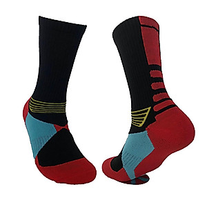 DRASEX Men's Athletic Crew Socks 4-Pack Cushioned Performance Basketball Sock for Sports Football Running