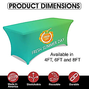 Vortex on Point Custom Stretch Spandex Table Cover for Folding Tables 4ft 6ft 8ft - Universal Rectangular Fit Tablecloth Protector for Wedding, Banquet, Party and Tradeshows (Black, 6Ft)