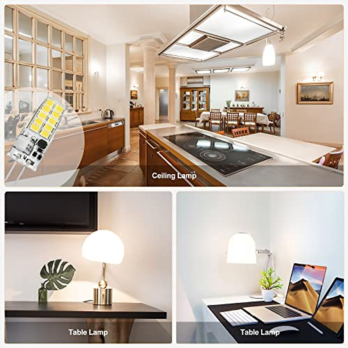 BAOMING G4 LED Bulb 12V JC Tybe, 20W/35W T3 G4 Halogen Equivalent, 6000K Daylight White, G4 Bi-Pin Base, No-Flicker 400LM, Chandelier Lighting/Landscape Lighting/Microwave Lighting (10 Pack)