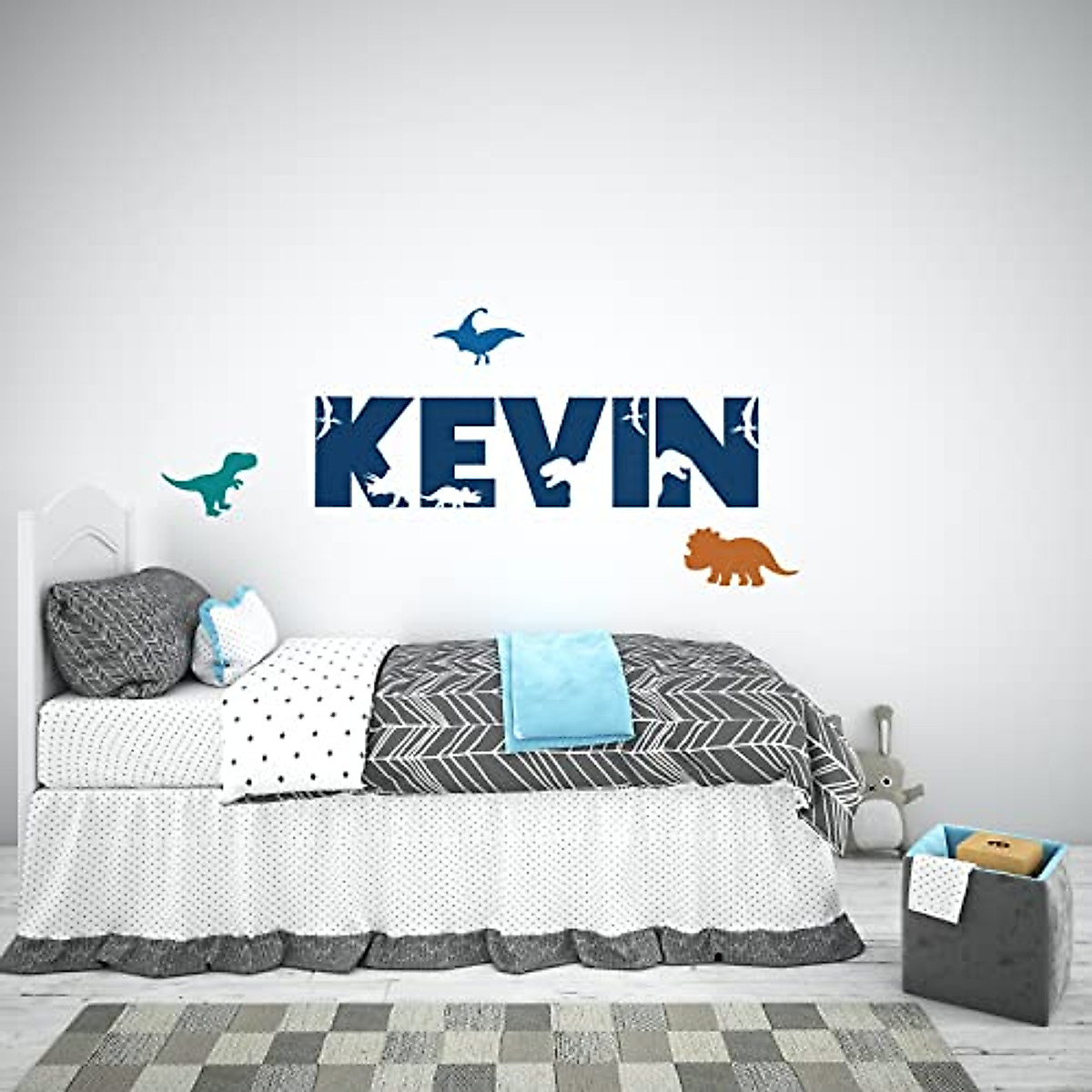 Custom Dinosaur Wall Name Vinyl Decal, Nursery Kids Boys & Girls Room Decor, Children's Dino Bedroom Decor