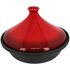 Potted Pans 3.3 QT Enameled Cast Iron and Ceramic Tajine Cooking Pot - Moroccan Tagine Pot Stovetop Tandoori Oven