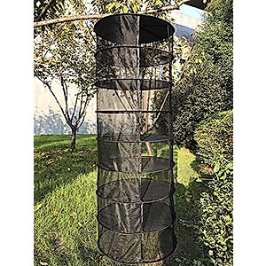 Desy & Feeci Herb Drying Rack, 8 Layer Collapsible Mesh Dry Net Herb Dryer with S Hang Buckle and Storage Bag, Black