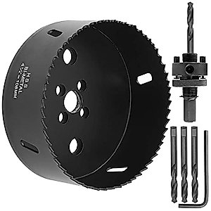 4-1/4 Inch Hole Saw with Heavy Duty Arbor, HSS Bi-Metal Holesaw Drill Bits 38mm Depth Hole Cutter Saw for Easily Drilling Soft Metal, Plywood, Plastic, Drywall, Wood, Fiberboard (108mm)