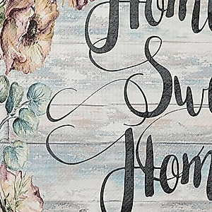 Home Dynamix Cozy Living Home Sweet Home Floral Runner Anti-Fatigue Kitchen Mat, Non-Slip Floor Mat, Padded Standing Desk Mat, Grey/Blue, 17.5"x30"