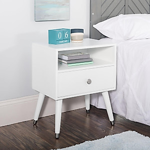Child Craft Mod Drawer and Shelf Nightstand Accent Table for Nursery or Bedroom, Large Storage Drawer and Shelf, Made of Sturdy Pinewood, Non-Toxic, Baby Safe Finish (Matte White)