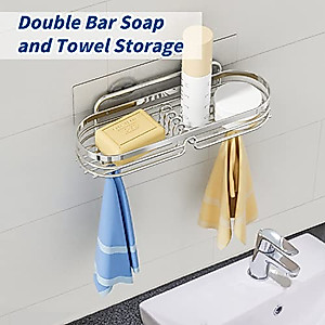 TreeLen 3 Pk-Adhesive Shower Shelves, Shower Wall Caddy, Bathroom Shower Organizer-Stainless Steel