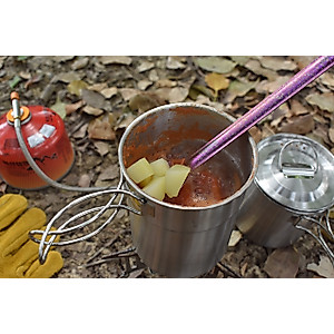 DZRZVD Camping Cups and Mugs Pot 2Pcs -304 Food Grade Stainless Steel - Outdoor Cookware Set with Vented Lid -33oz Big+24oz Small for Backpacking Picnic Hiking