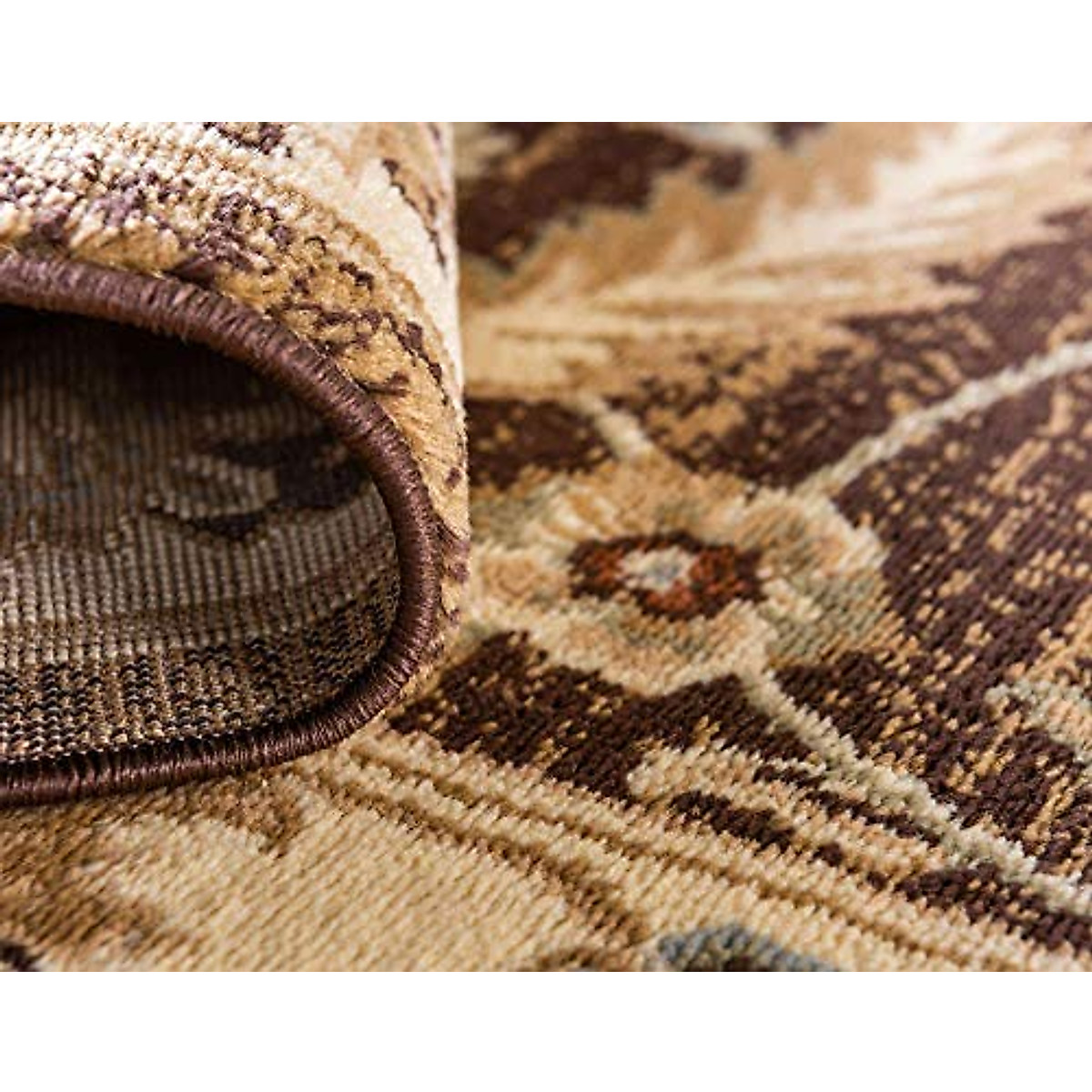 Unique Loom Voyage Collection Traditional Oriental Classic Intricate Floral Design Area Rug, 5 ft x 8 ft, Brown/Gold