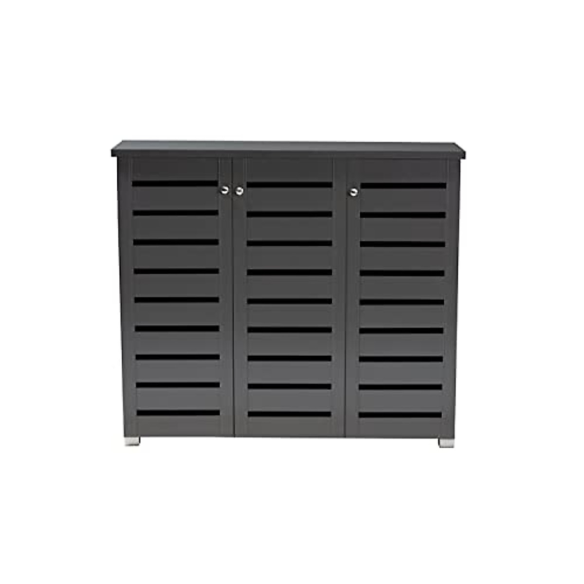 Baxton Studio Adalwin Modern and Contemporary Dark Gray 3-Door Wooden Entryway Shoe Storage Cabinet