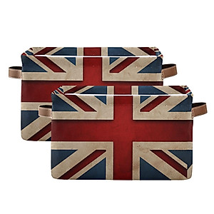ALAZA British Flag Retro Foldable Storage Box Storage Basket Organizer Bins with Handles for Shelf Closet Living Room Bedroom Home Office 1 Pack