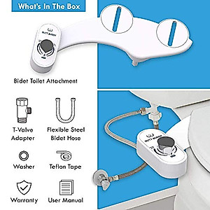 BUTT BUDDY - Bidet Toilet Seat Attachment & Fresh Water Sprayer (Easy to Install, Universal Fit, No Plumbing or Electricity Required | Self-Cleaning Nozzle, Adjustable Pressure Control, USA Stock)