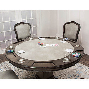 Sunset Trading Vegas Dining and Poker Table, 2 in 1 Game, Gray/Black/Off-white