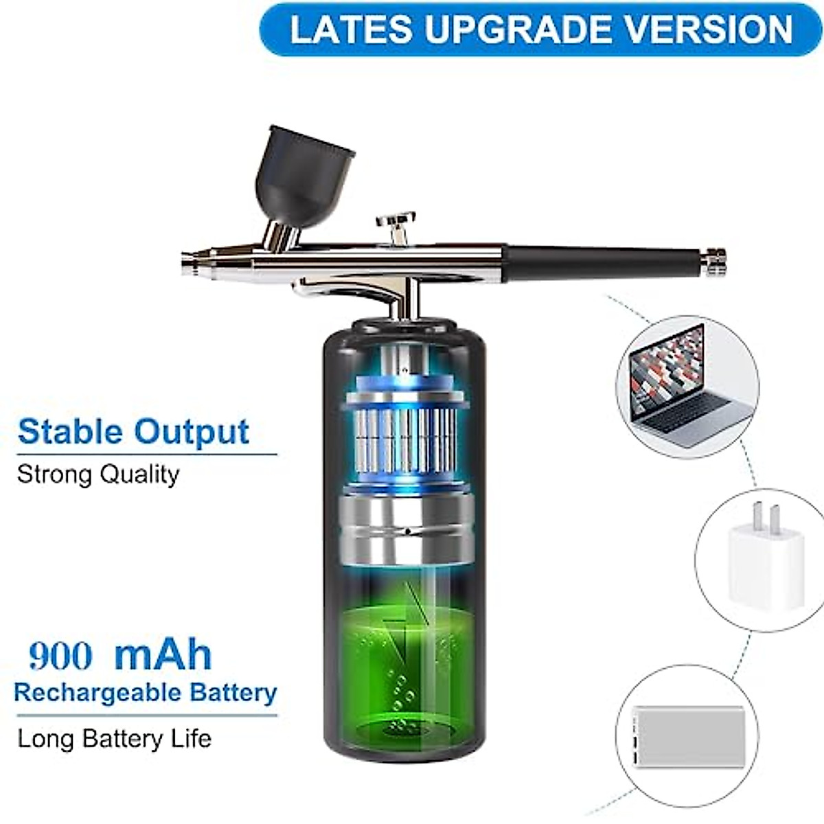 Airbrush Kit with Compressor kit 32PSI Cordless Airbrush Rechargeable Portable Dual Action Barber Airbrush Compressor, Air Brush for Painting, Model, Nail, Makeup, Barber. (Black)……