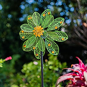 Stargarden Wind Spinner Outdoor,Metal Double Wind Sculpture Hollowed-Out Leaf Design for Yard and Garden 58 * 13.5 Inch