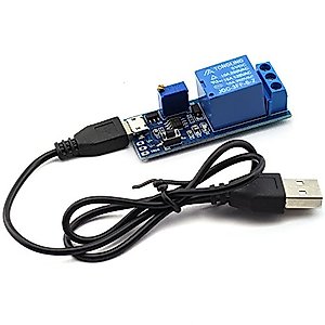 DZS Elec 5V-30V 1 Channel Wilde Voltage 0-24s Adjustable Delay Internal/External Trigger Relay Board with Timer Delay Conduction Delay Circuit Switch with USB to Micro USB Power Line