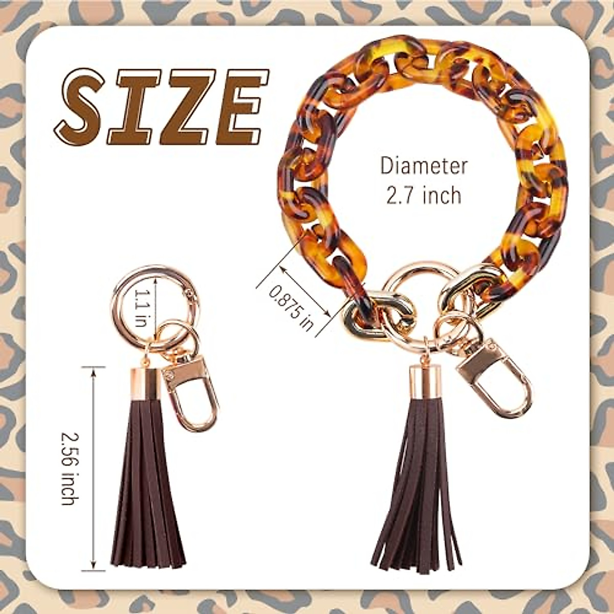 GIEMSON Acrylic Bangle Key Ring Wristlet Keychain Chunky Chain Link Key Ring Bracelets for Women Boho Car Keychain Holder