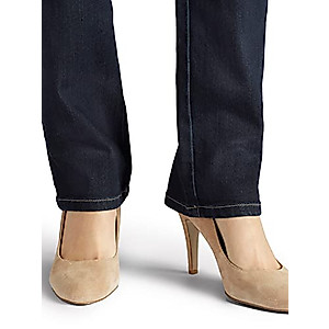 Lee Women's Instantly Slims Classic Relaxed Fit Monroe Straight Leg Jean, Heritage Blue, 8 Short Petite