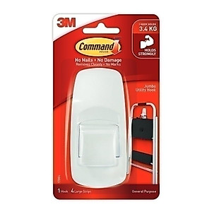 Command 17004, White, Jumbo Utility, 1, 4-Pack, 4 Hooks