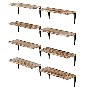 Wallniture Arras Floating Shelves for Wall Storage, 17"x 6" Bookshelf for Living Room Decor, Kitchen Organization, Bathroom Organizer & Office Decor Burnt Set of 8