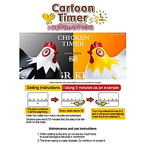 Chicken Timer Cute Cartoon Kitchen Timer Cooking Timer Reminder Countdown Baking Timer for Cooking Baking(White)