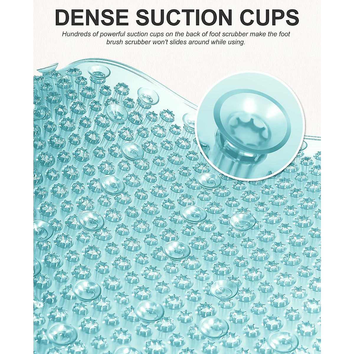 OTHWAY Non Slip Grassy Bathtub Mat : 25.6X13.4 Inches Sturdy But Soft Bath Mat_Quick Drain Shower Floor Mat with Soft Bristles for Scrubbing Feet (Light Blue)