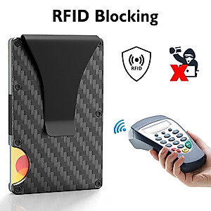 OTO Money Clip for Men,RFID Blocking Carbon Fiber Wallet,Minimalist Slim Wallet with Front Pocket,Aluminum Metal Credit Card Holder