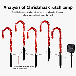 Christmas Candy Cane Lights,8 Pcs Solar Lights， 8 Modes Christmas Decoration Lawn Candy Cane Lights， Solar Powered Garden Lights， Home Led for Outdoor Garden Lighting