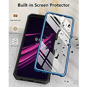 SOiOS for T-Mobile REVVL V Plus 5G Case: Built-in Screen Protector Kickstand Full Body Dual-Layer Protective Shockproof Heavy-Duty Military Grade Tough Rugged Phone Cover - Duck Blue