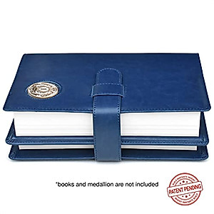 Double AA Big Book Cover & 12 Steps & 12 Traditions | Medallion Holder | by Galileo | Perfect Gift | Alcoholics Anonymous (Plain/Coin Pocket/Navy Blue)