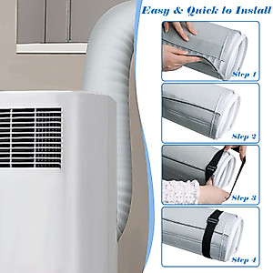 Lanathel Portable Air Conditioner Hose Cover Wrap, Universal Portable Ac Hose Insulation Sleeve, Fit 5" & 5.9" Diameter Air Conditioner Exhaust Hose Cover, Air Conditioner Parts & Accessories, 59" L