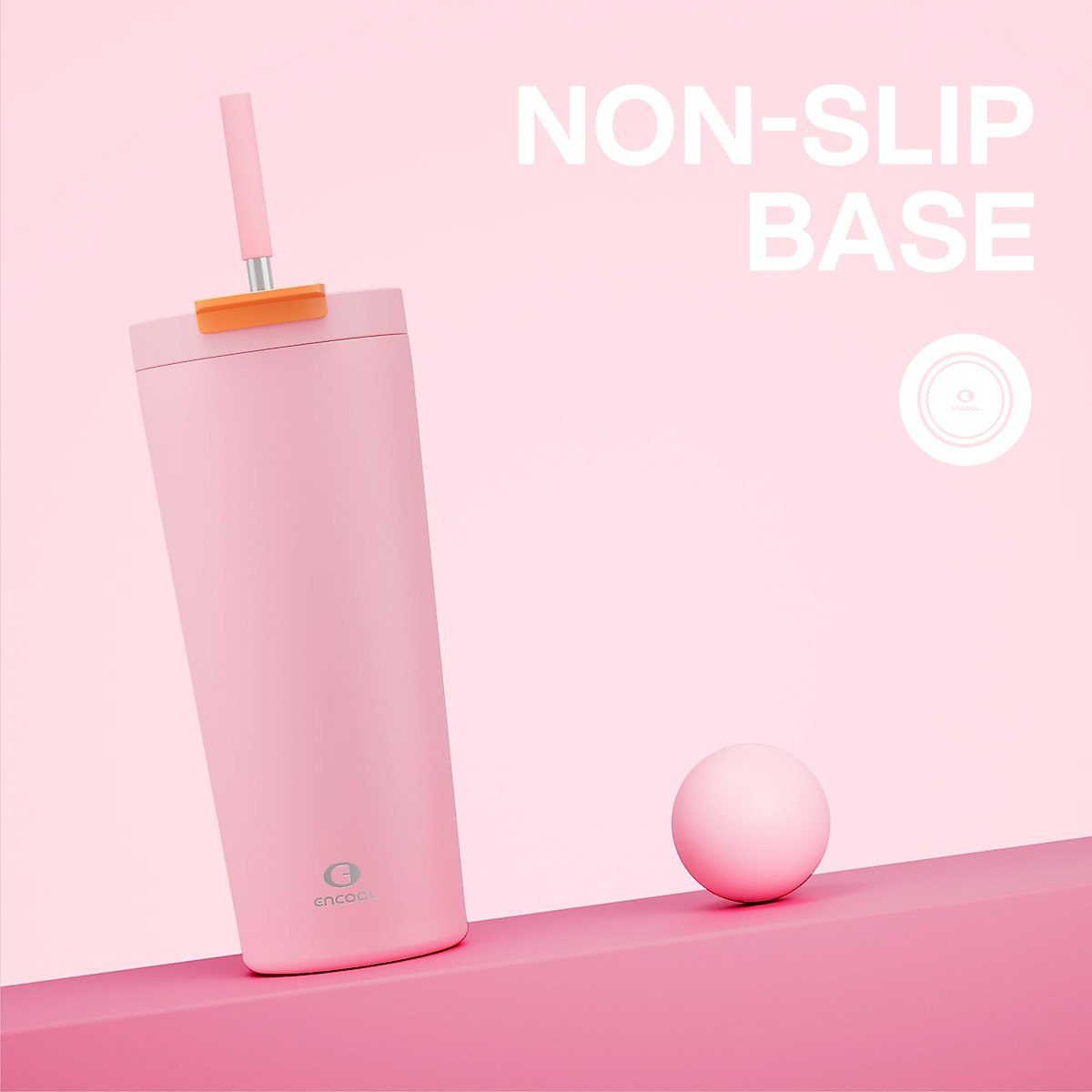 ENCOOL 30 oz Insulated Tumbler with Lid and Straw, 100% Leakproof Travel Coffee Mug, Stainless Steel Coffee Tumbler, Keeps Cold for 24 Hours or Hot for 8 Hours, Car Cup Holder Friendly (Flamingo)