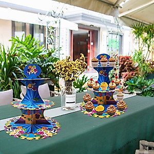 3 Tiers Cartoon Shark Cardboard Cupcake Stand Set of 2 Sturdy Dessert Candy Display Towel Holder Stand Reusable Party Wedding Birthday Cup Cake Stand Holder